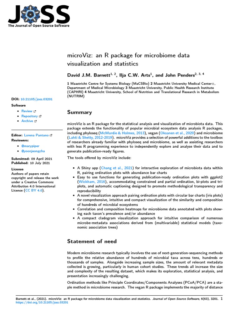 Microviz An R Package For Microbiome Data Visualiz | PDF | Statistics | R (Programming Language)