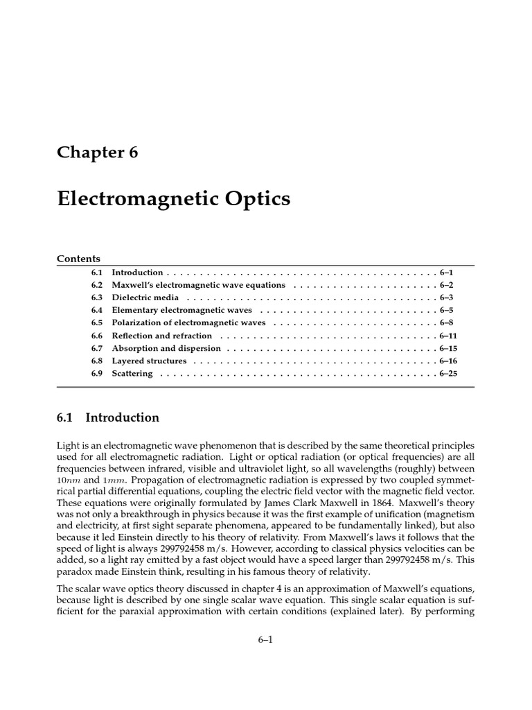 Electromagnetic Optics Basics | PDF | Dispersion (Optics) | Polarization (Waves)