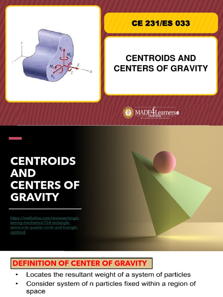 Centroids and Centers of Gravity | PDF