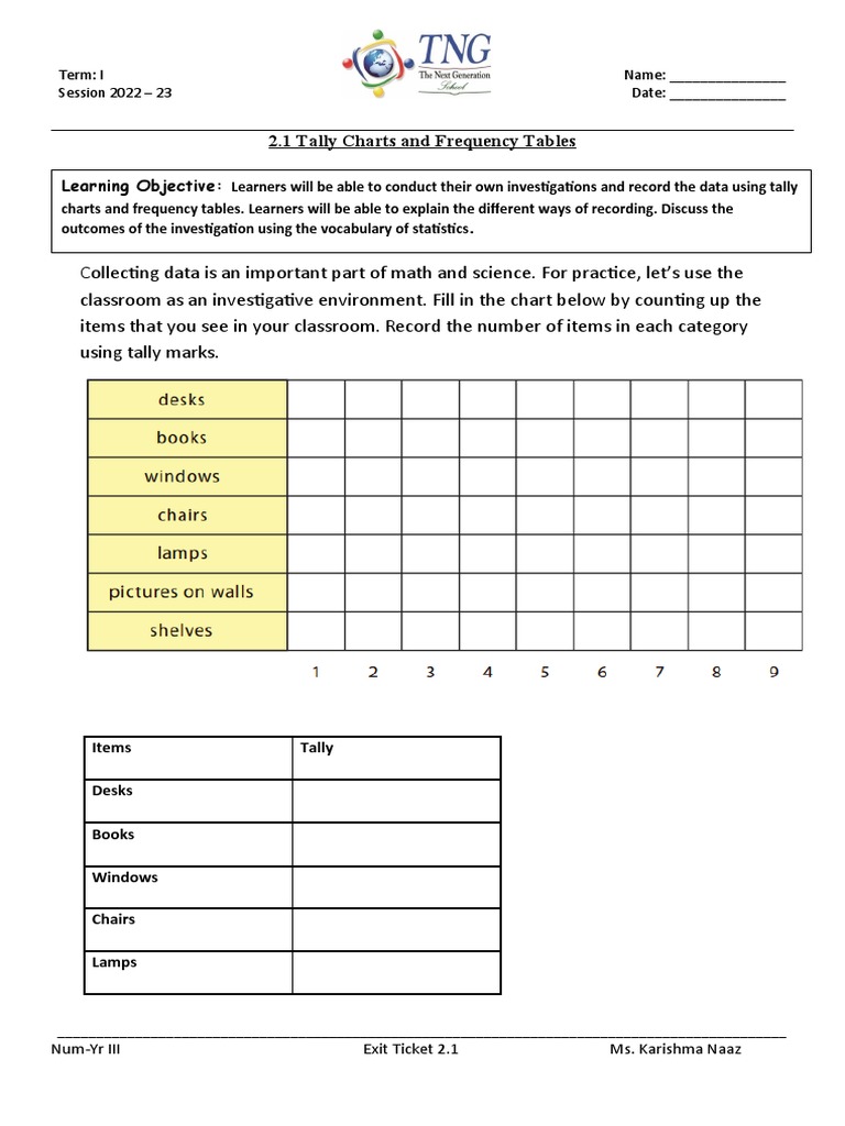 Tally Chart Worksheet | PDF