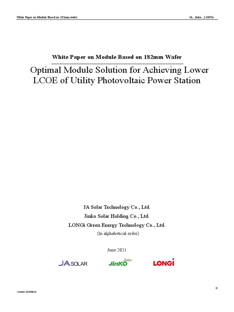 White Paper On Module Based On 182mm Wafer 852189d4d4 | PDF ...