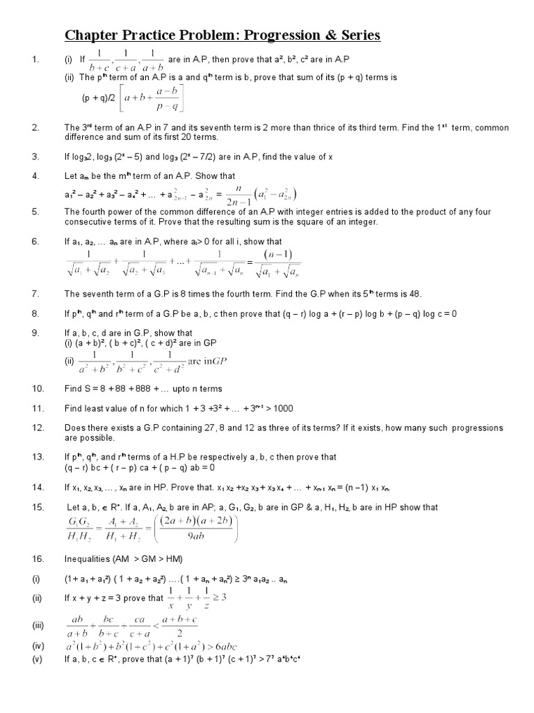 Progression and Series CPP-tripathi | PDF | Mean | Numbers