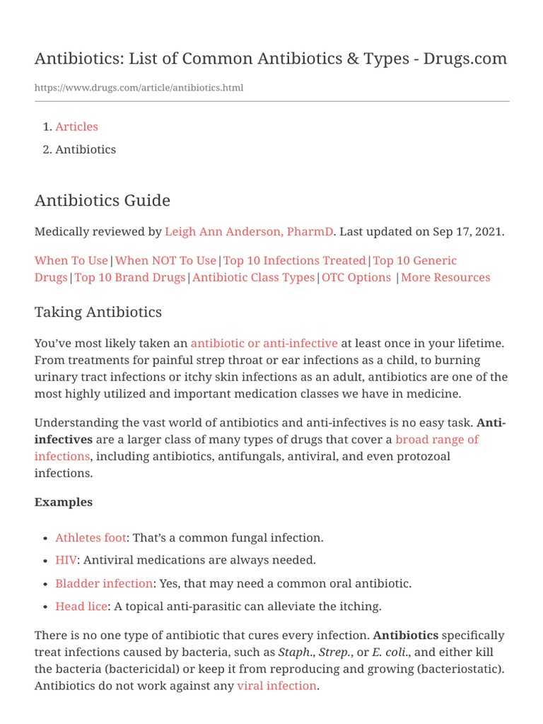 Antibiotics List of Common Antibiotics & Types - + | PDF | Beta ...