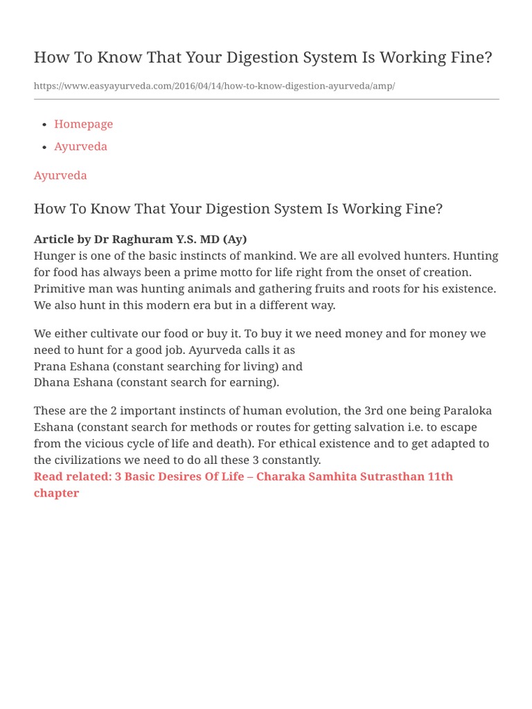 How To Know That Your Digestion System Is Working + | PDF | Ayurveda ...