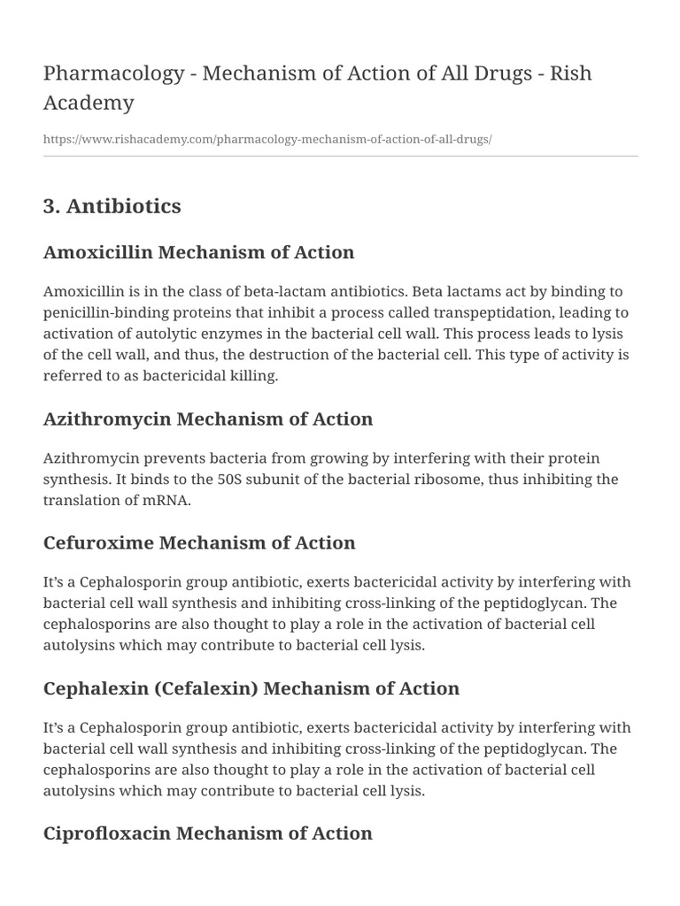 Pharmacology - Mechanism of Action of All Drugs - + | PDF | Ribosome ...