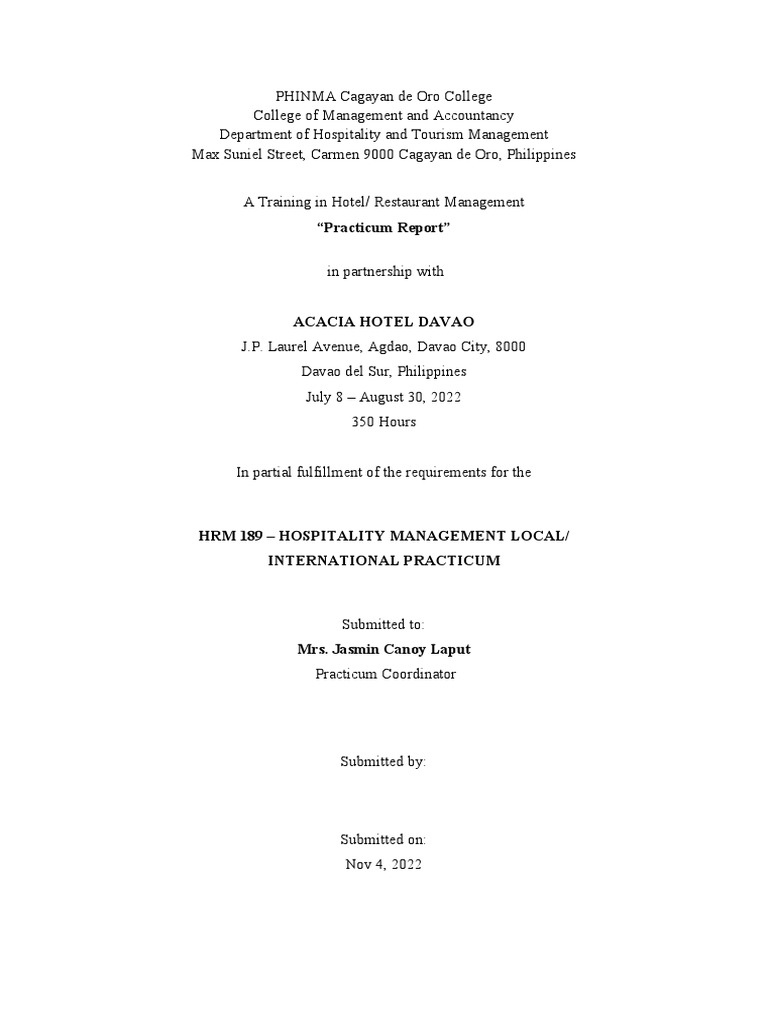 Practicum Report HTM | PDF