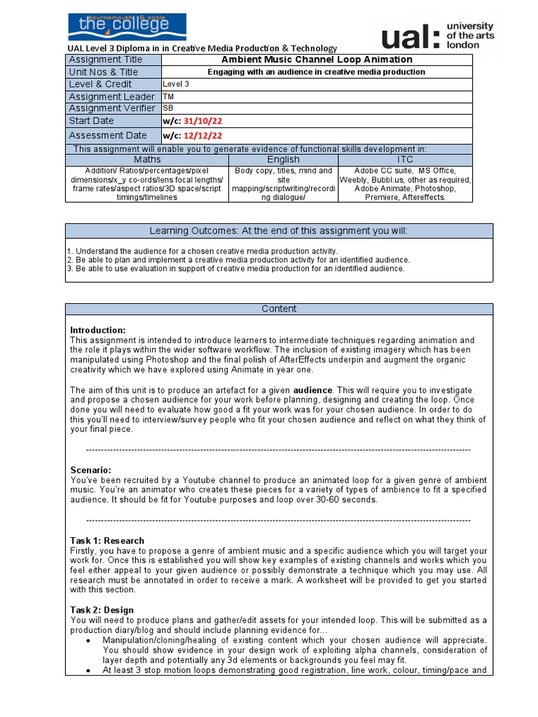 L3yr2 U10 Ambient Loop Brief 2223 | Descargar gratis PDF | Adobe Photoshop