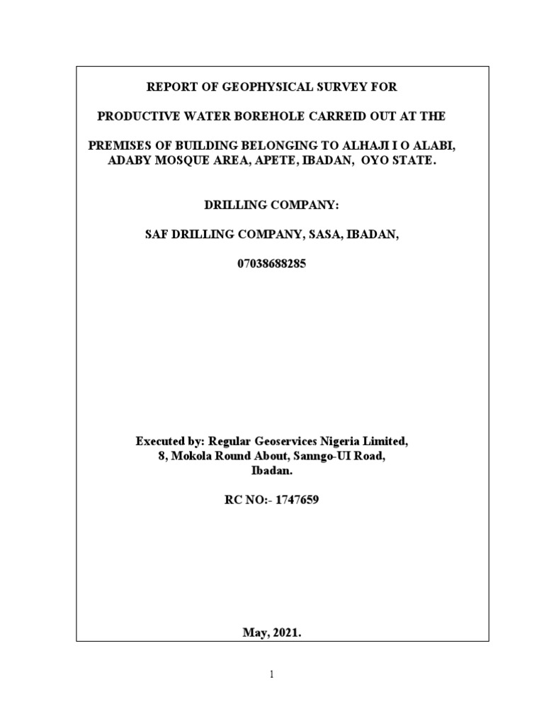 Geophysical Survey for Borehole Drilling | PDF | Electrical Resistivity ...