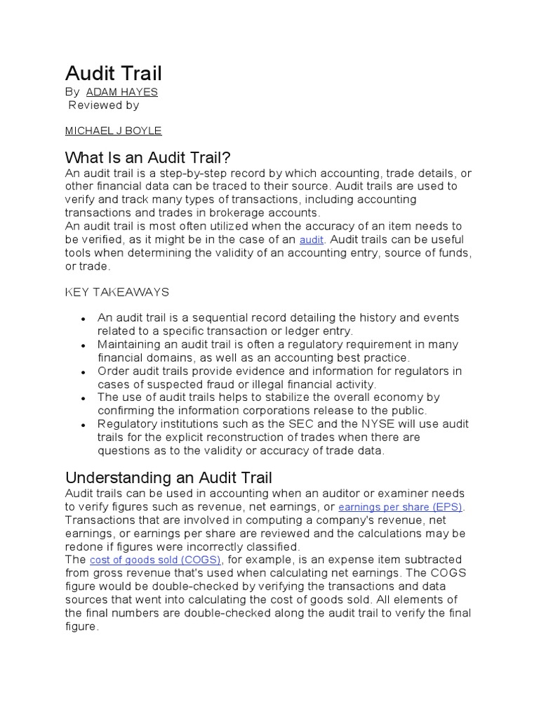 Audit Trail | PDF | Audit | Financial Audit