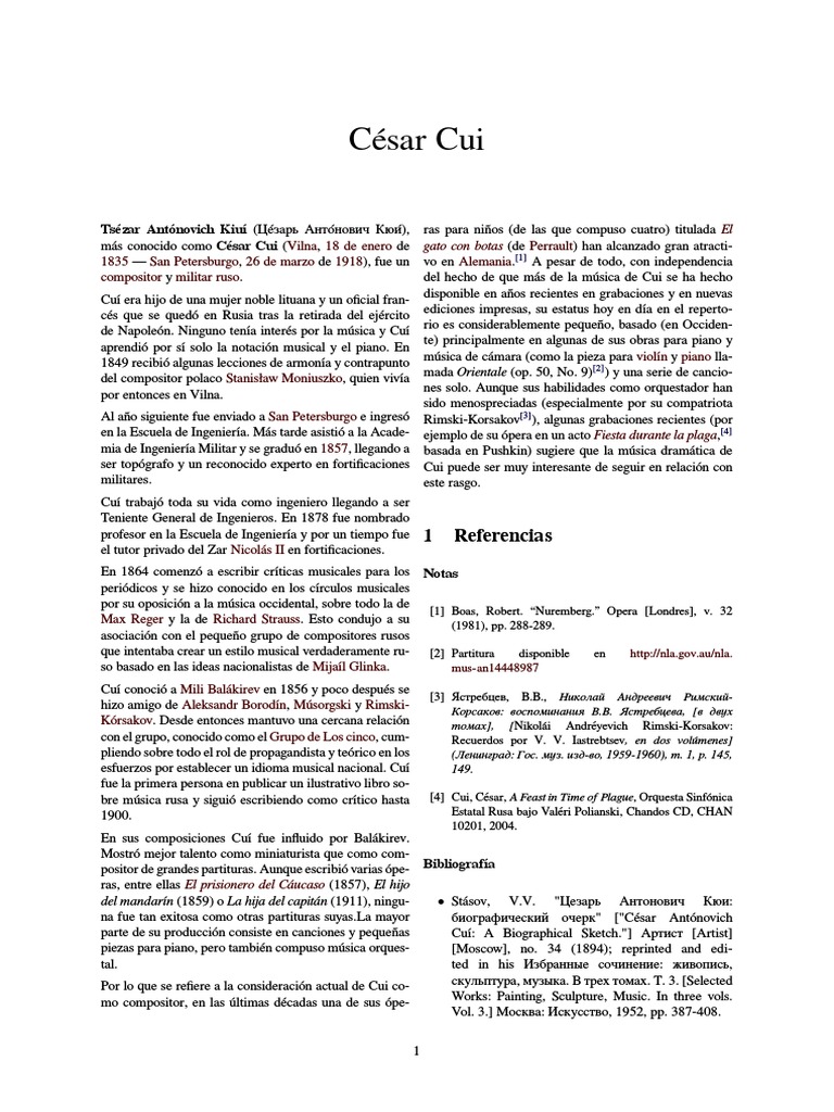 César Cui | PDF | Compositores clásicos | Periodo de práctica común