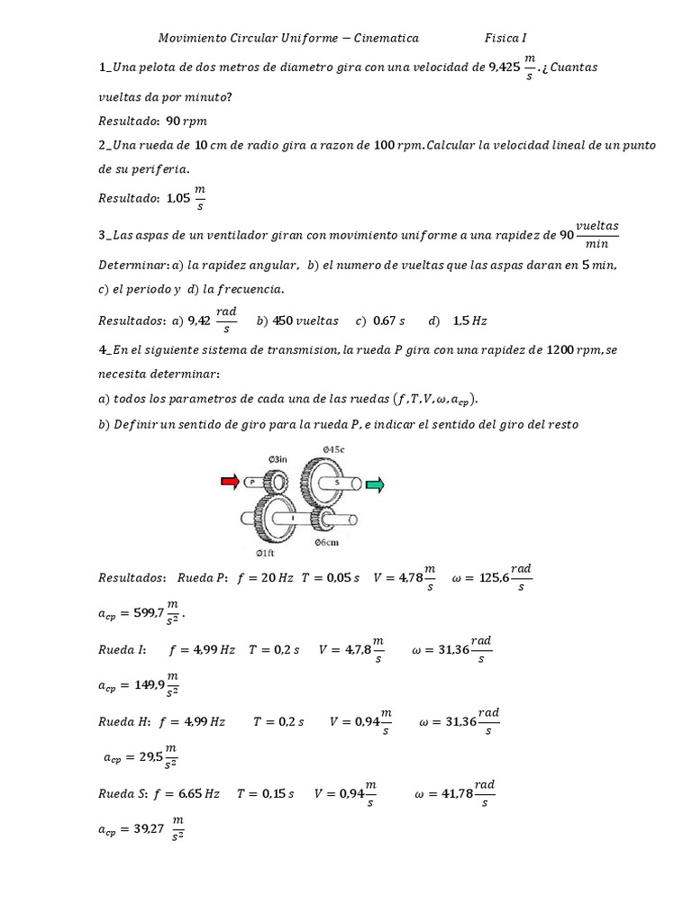 Ejercicios Complementarios Movimiento Circular | PDF