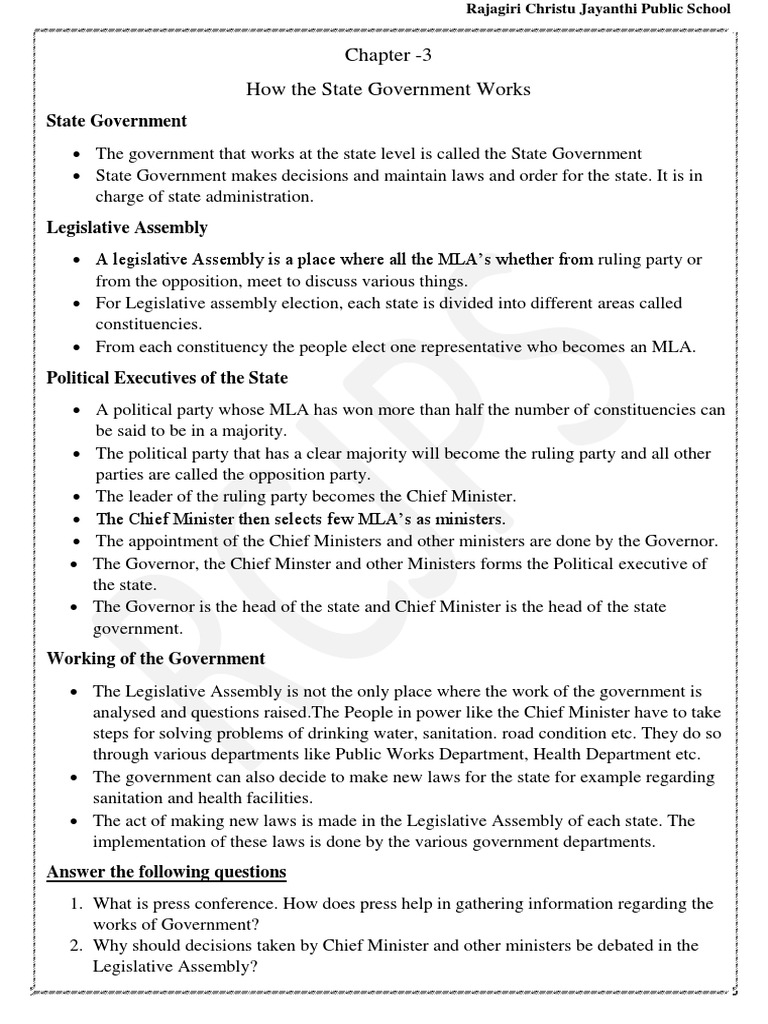 Civics Chapter 3 | PDF | Heads Of State | Government