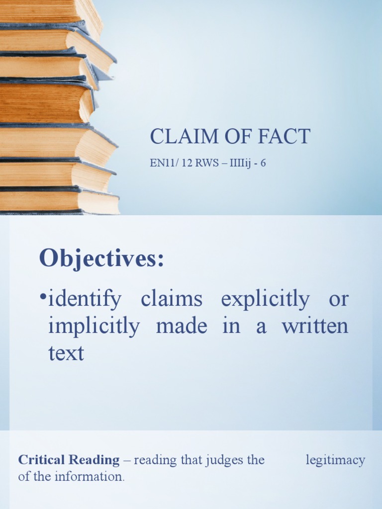 Claim of Fact | PDF | Evidence | Opinion