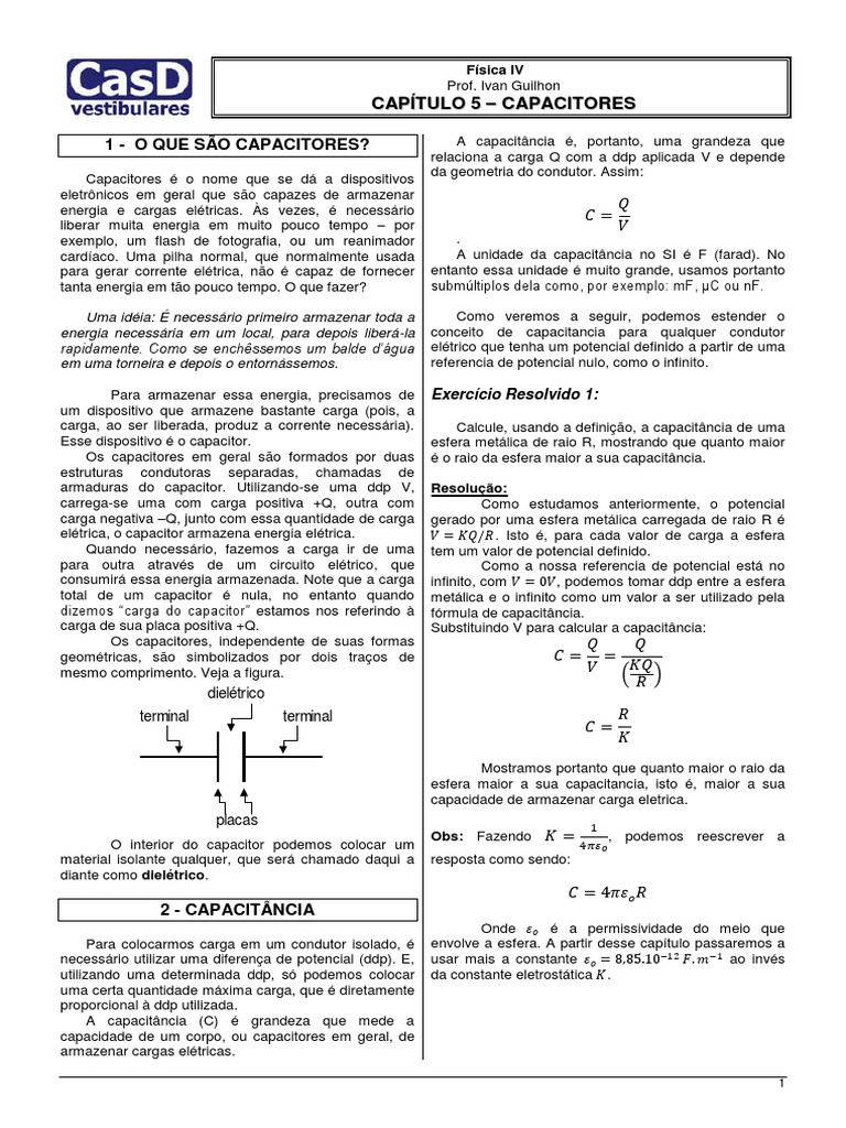 Capacitores | PDF | Capacitor | Capacidade elétrica