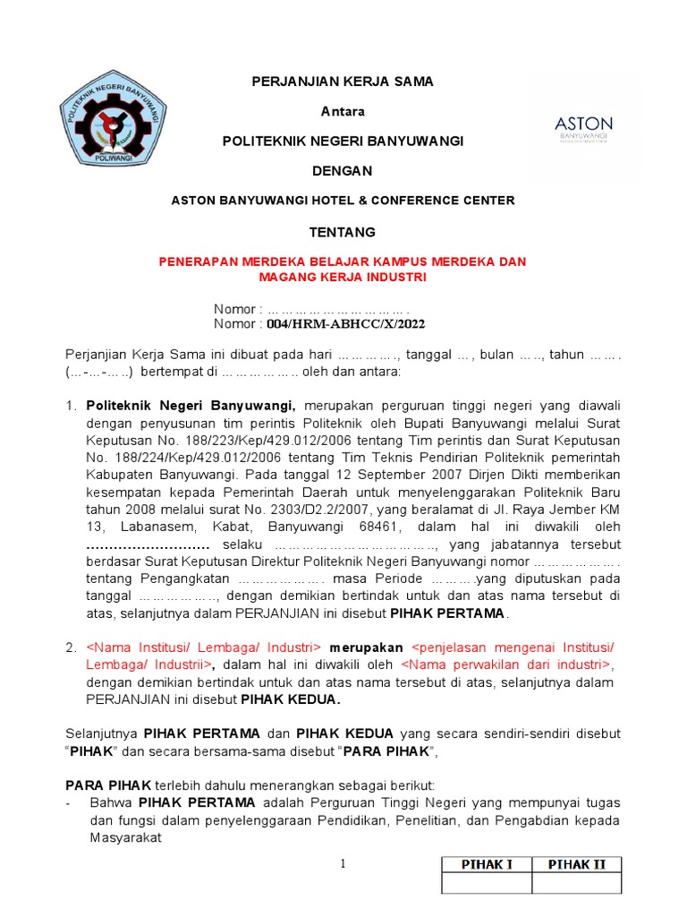 Template PKS Penerapan MBKM Dan MKI | PDF