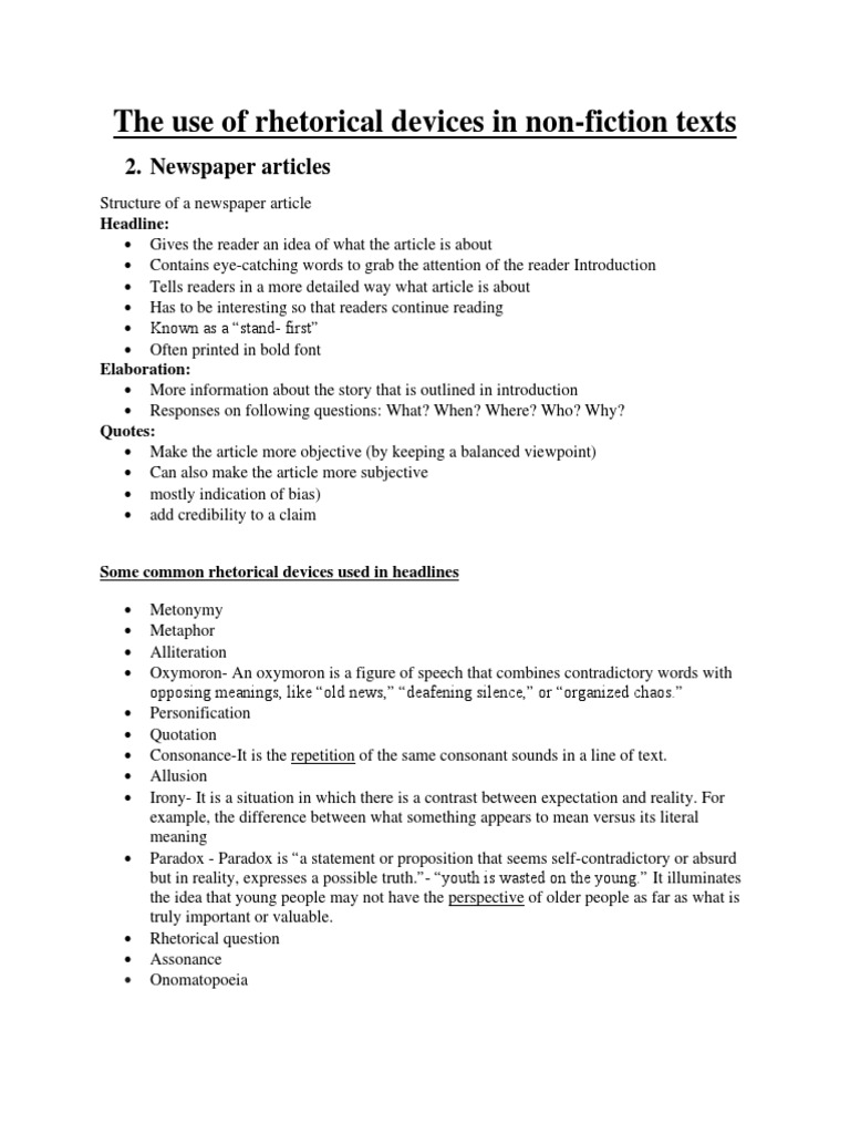 Rhetorical Devices in Non-Fiction Articles | PDF | Linguistics
