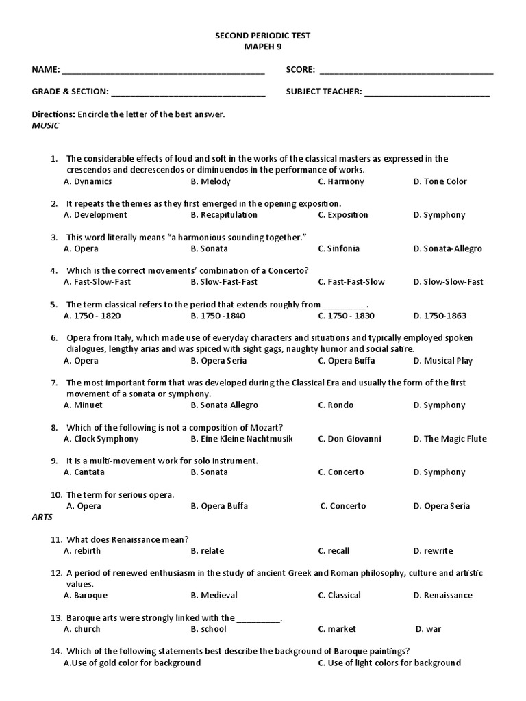 2ND Quarter Test - Mapeh 9 | PDF | Substance Abuse | Recreational Drug Use