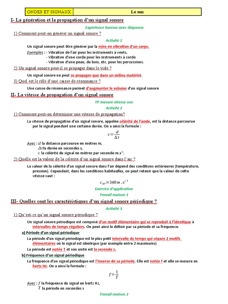 2nde - Le Son | PDF | Son | Fréquence