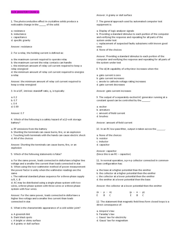 Elex 2 | PDF | Capacitor | Inductor