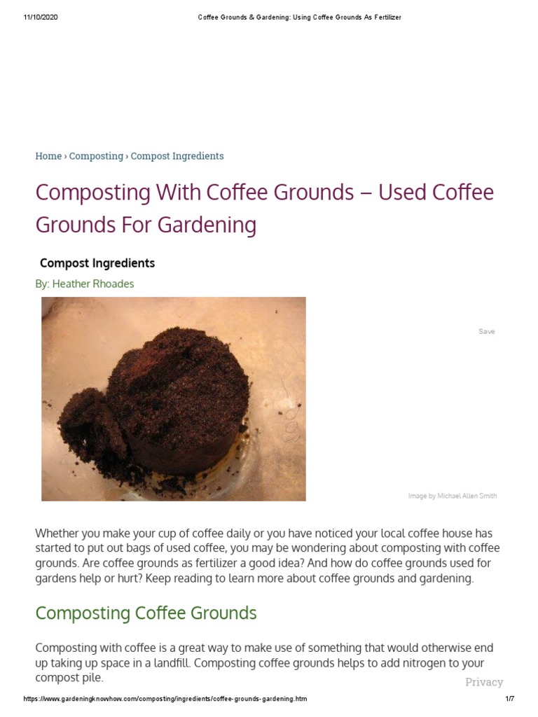 Coffee Grounds & Gardening - Using Coffee Grounds As Fertilizer | PDF ...