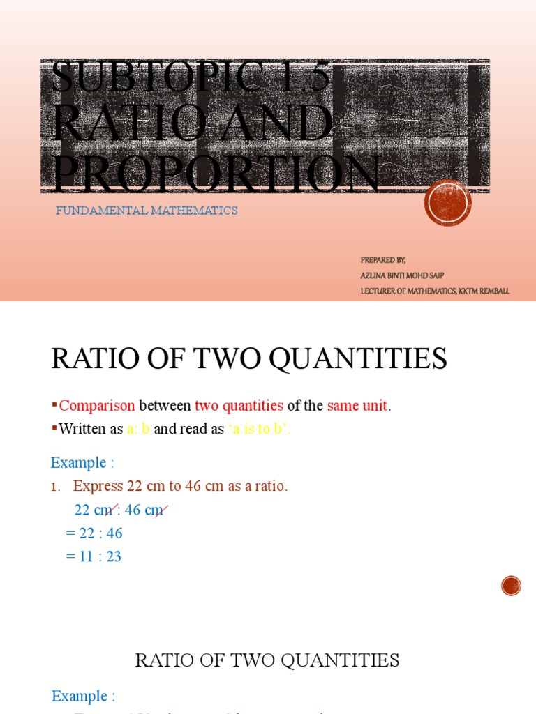 Ratios, Proportions, and Problem Solving with Fundamental Mathematics Concepts | PDF | Ratio ...