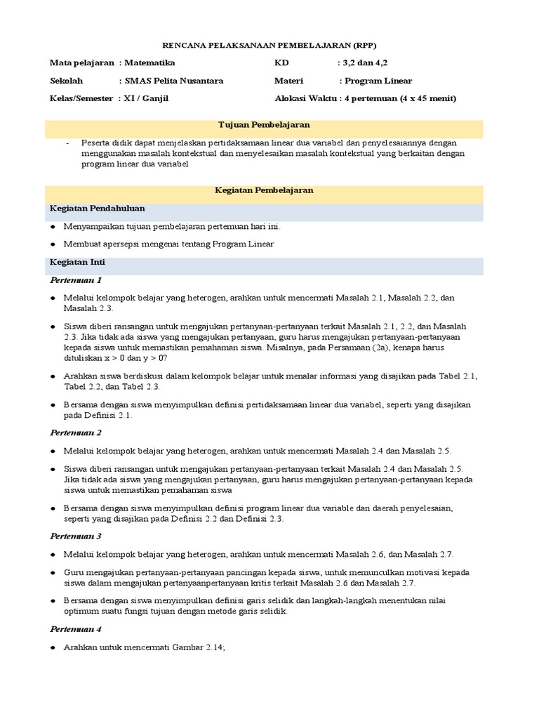 RPP BAB 2 Program Linear | PDF