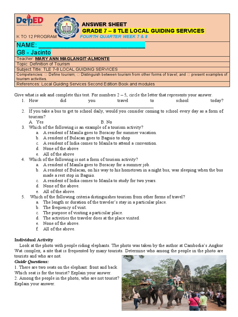 Answer Sheet q3 Tle g7&8 Week 7&8 | PDF