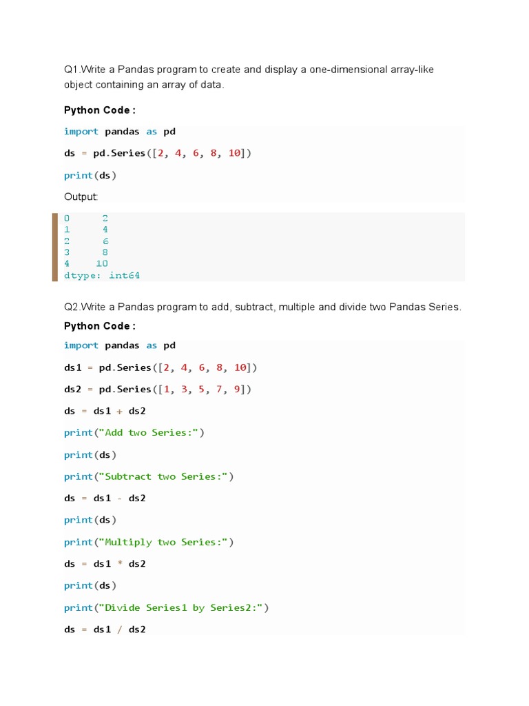 Pandas Questions Ip File | PDF | Software Engineering | Computer Science
