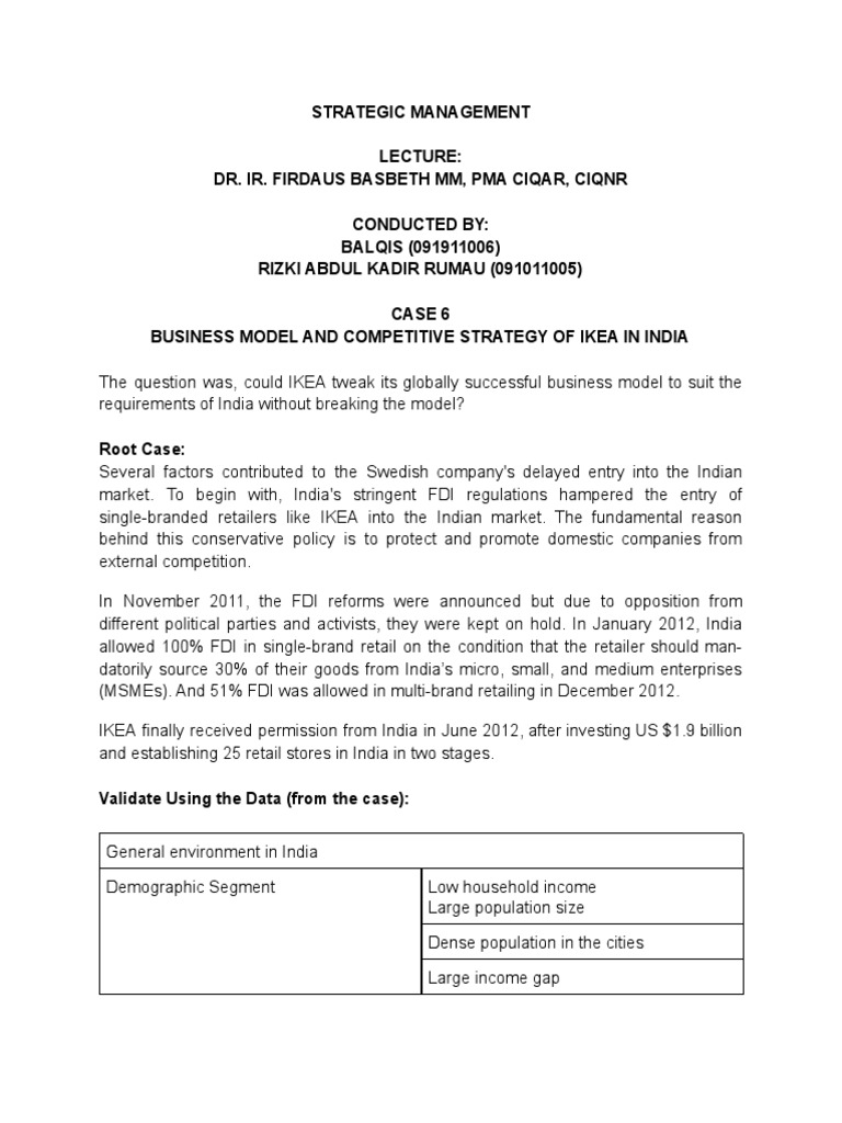 Case 6 Business Model and Competitive Strategy of IKEA in India | PDF ...