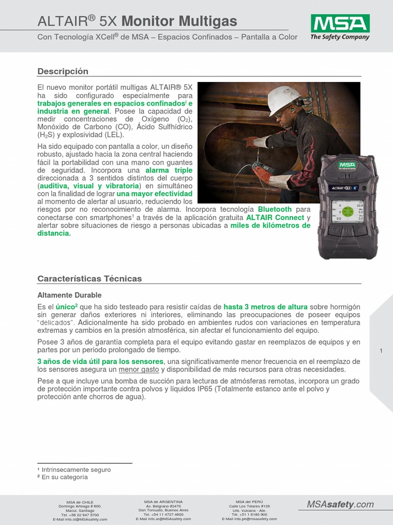 Ficha Altair 5X - Espacios Confinados - Industrial Color | PDF