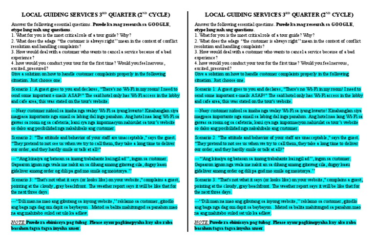 LOCAL GUIDING SERVICES 3RD QUARTER 2nd CYCLE | PDF