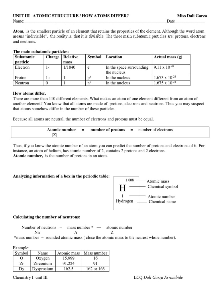 2 How Atoms Differ 2022 | PDF | Atoms | Proton