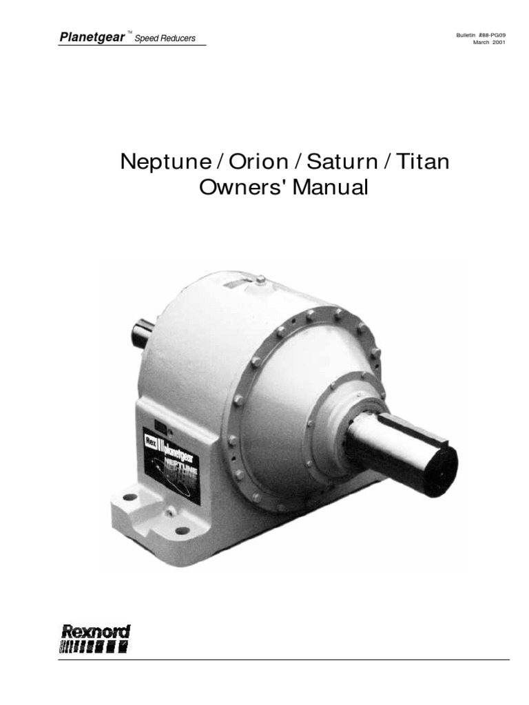 Rexnord Neptune Orion Saturn Titan Owners Manual GP Pgomn | PDF