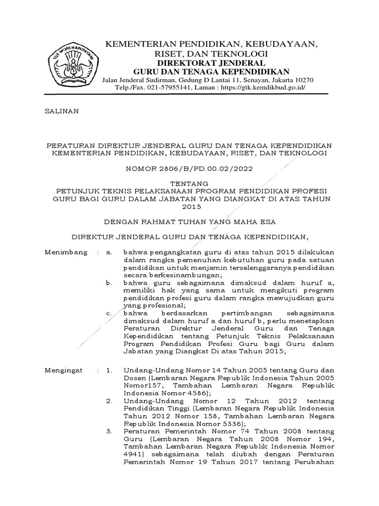 Juknis PPG K2 2022 | PDF