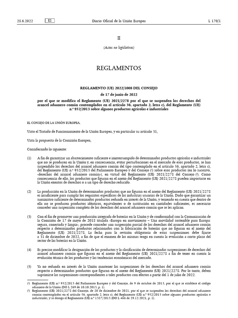 Reglamento SUS 2022 - 1008 (Ejemplo Suspension) | PDF | Tornillo | Unión Europea
