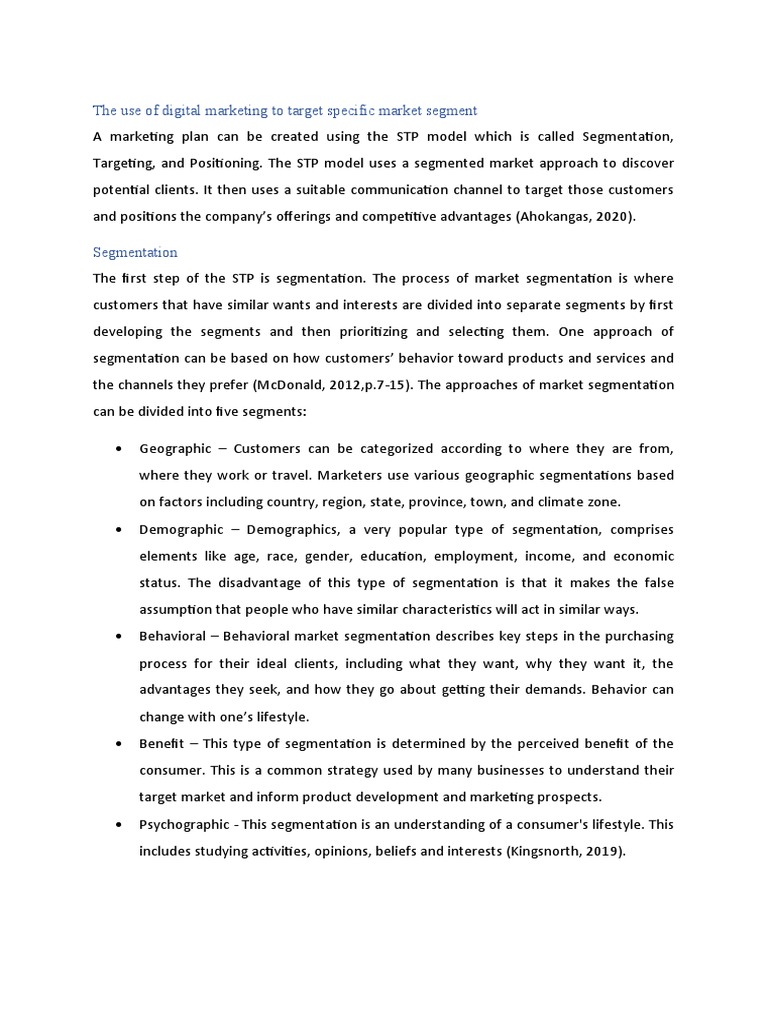The Use of Digital Marketing To Target Specific Market Segment | PDF ...