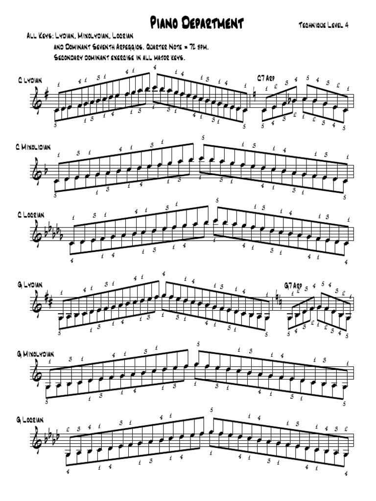 Berklee Level 4 Piano Technique Sheet | PDF