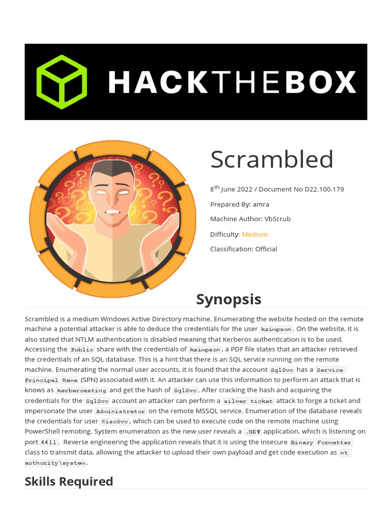 Scrambled | PDF | Microsoft Sql Server | Password
