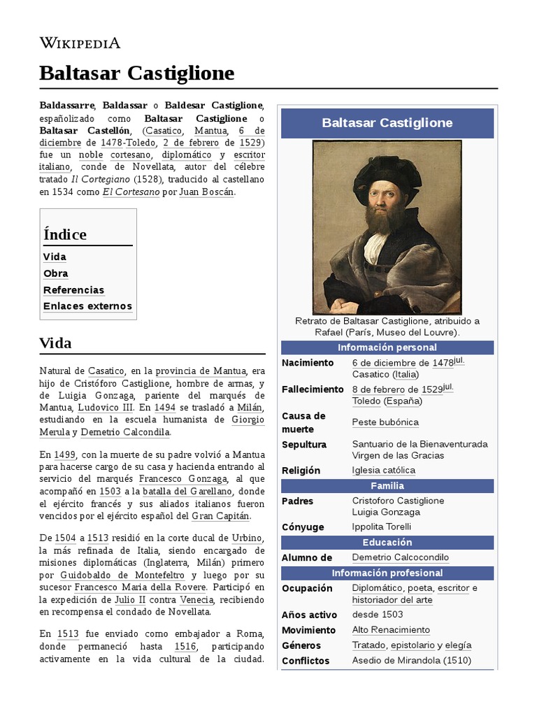 Baltasar Castiglione | PDF | Historia | Clásicos