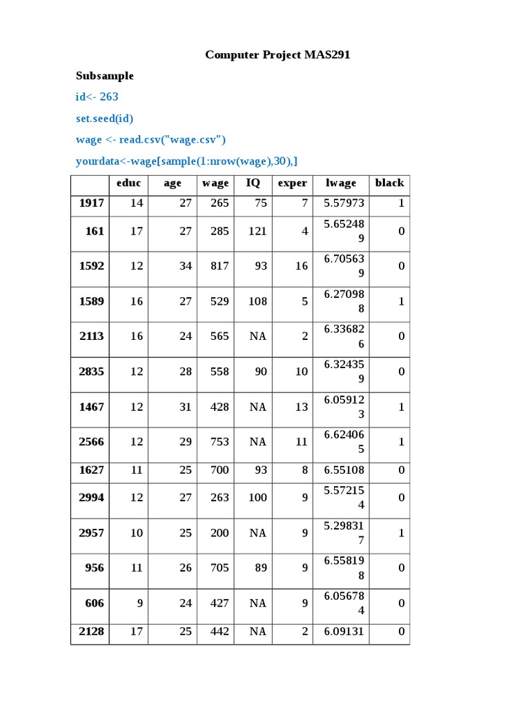 Computer Project MAS291 SE150263 | PDF | Standard Deviation | Median