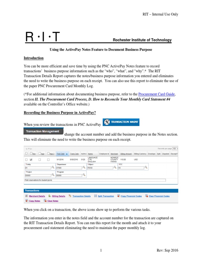 Instructions RIT Transaction Details Report - Rev Sep 16 | PDF | Software | Computing