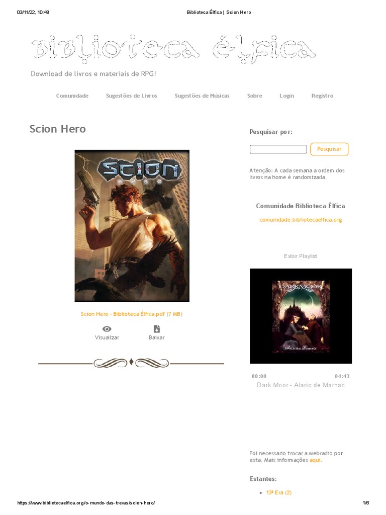 Biblioteca Élfica - Scion Hero | PDF | Jogos de RPG