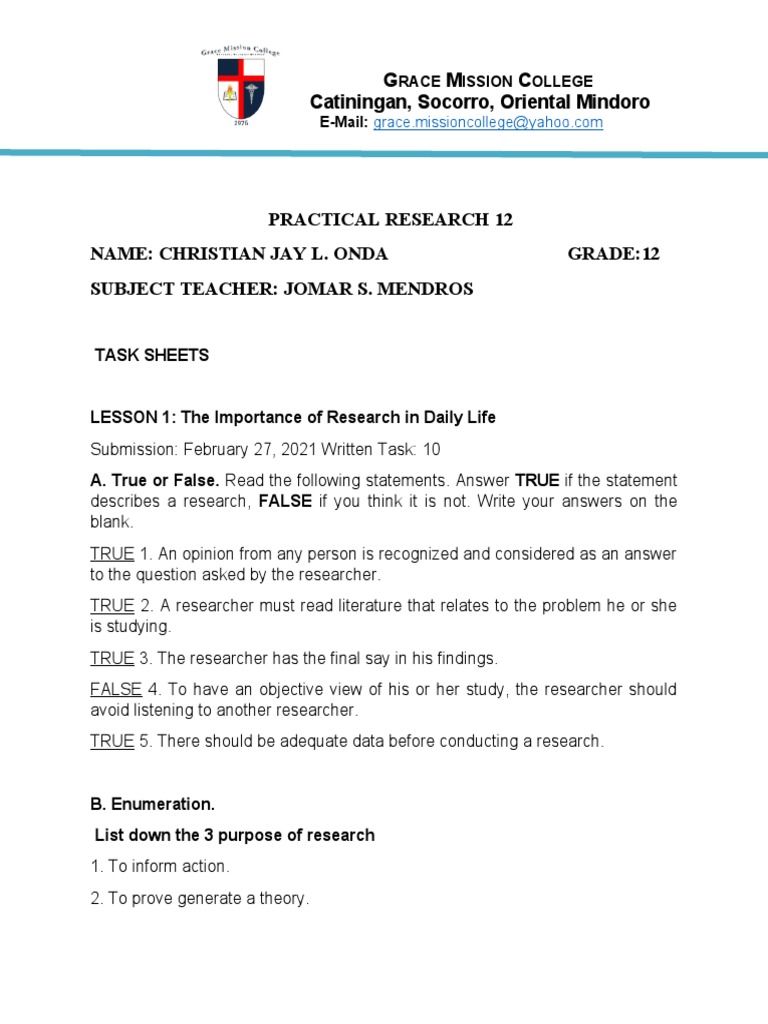Practical Research 12-Onda | PDF | Qualitative Research | Quantitative ...