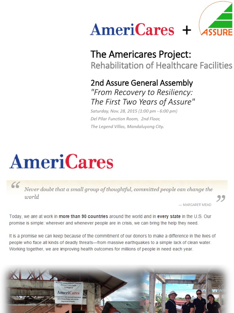 2015 Portfolio - Post Disaster Assessment & Rehabilitation of Brgy Health Centers - Americares ...
