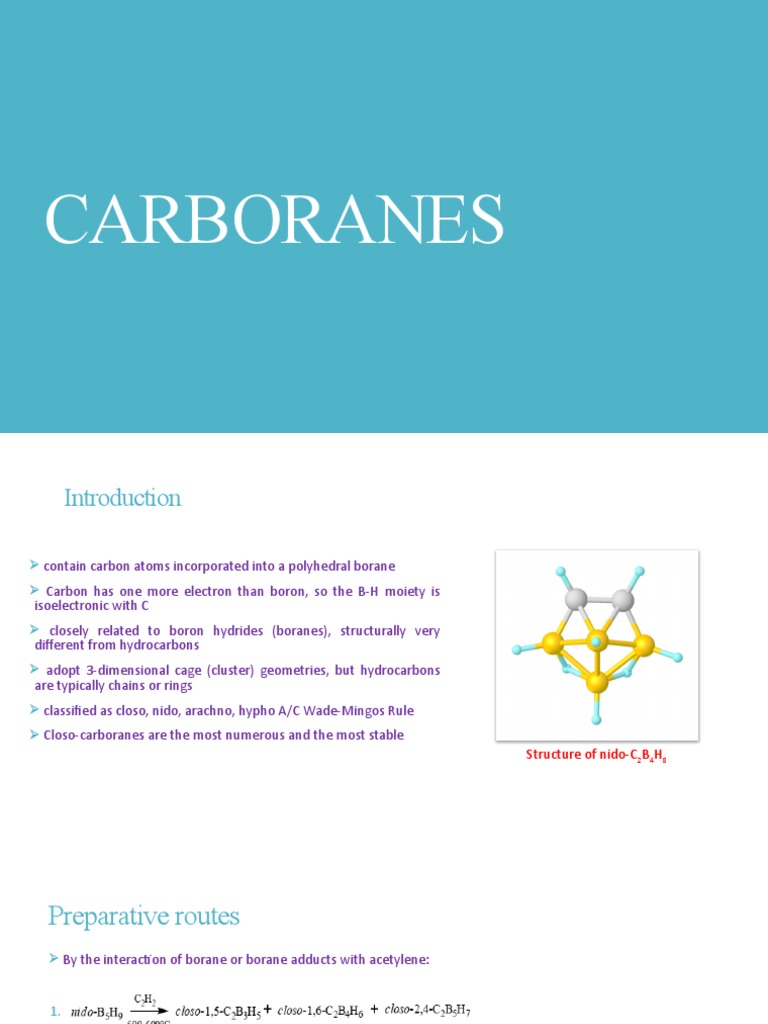 CARBORANES | PDF | Boron | Chemistry