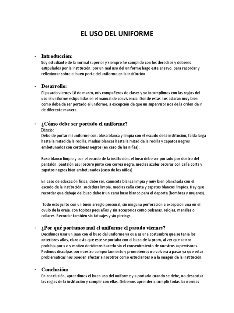 El Uso Del Uniforme | PDF