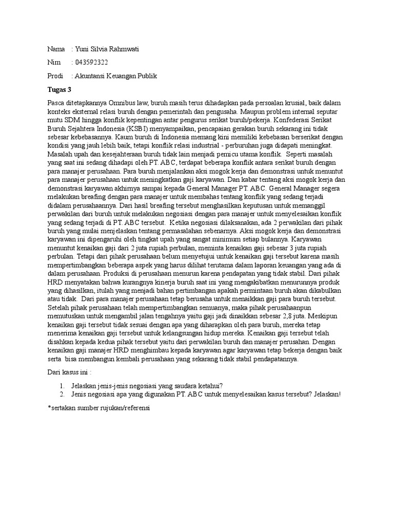 Tugas 3 Perilaku Organisasi - Yuni Silvia Rahmawati - 043592322 | PDF