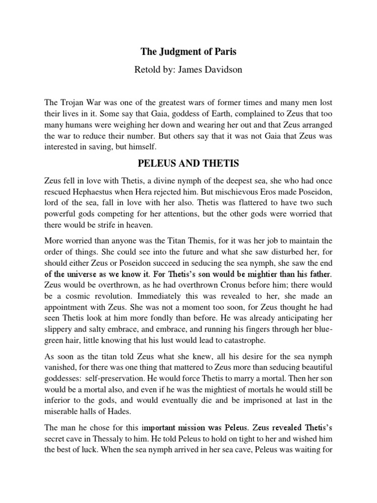 The Judgment of Paris Explained | PDF | Zeus | Athena