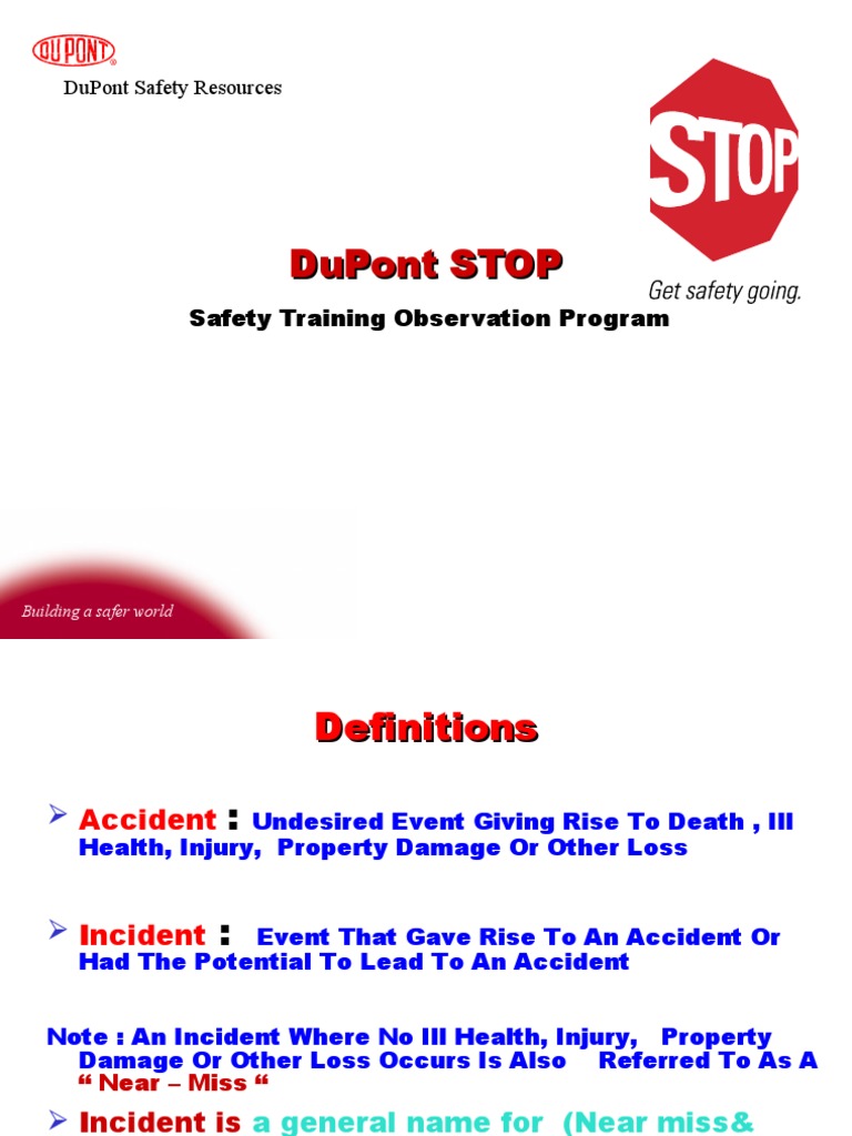 DuPont STOP Safety Observation Program | PDF | Personal Protective ...