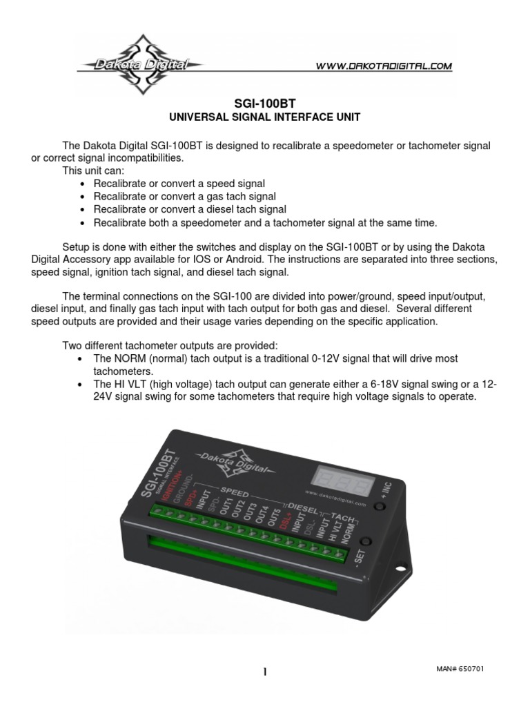 Sgi 100BT | PDF | Ignition System | Input/Output